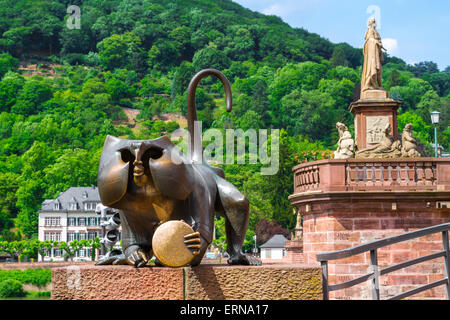 Heidelberg Bridge Monkey bronze statue on Karl Theodor Bridge or Old ...