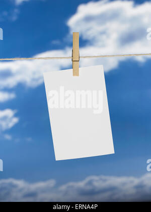 Washing Line with hanging blank paper Stock Photo - Alamy