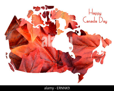 Canadian pride - map of Canada with Maple Leaf and hockey stick ...