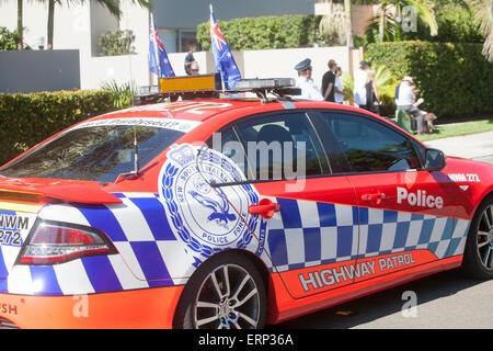 South Australian police car on street in Adelaide with policeman on the ...