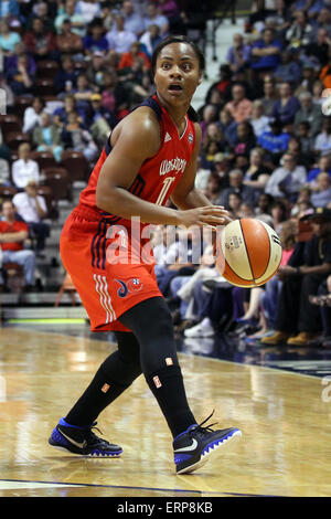 Washington Mystics guard Ivory Latta greets fans after a WNBA ...