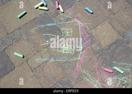 Chalk Art on Cement Pavers Stock Photo - Alamy