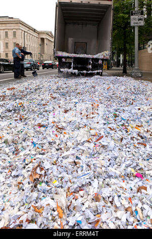 Office paper shredding truck paper spill - USA Stock Photo - Alamy
