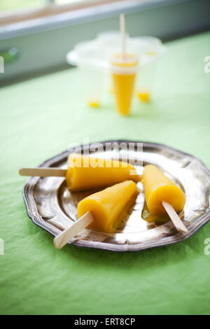 Green fruit popsicle ice cream isolated on white background Stock Photo ...