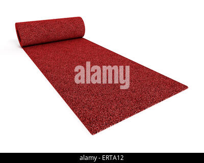 Rolled up red carpet isolated on white background. 3D illustration ...