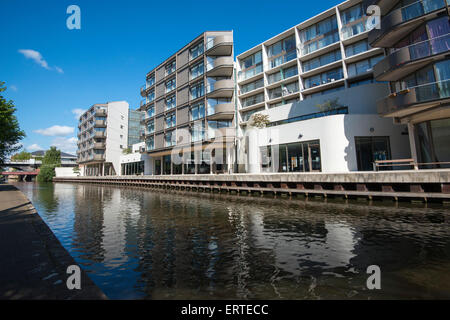 Nottingham One development reflected in the canal at Nottingham City ...
