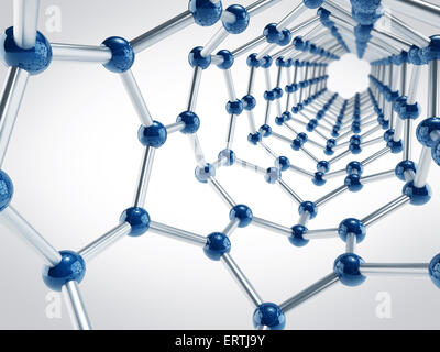 Molecule model in blue color tones isolated on white background. 3D ...