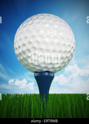 Golf ball isolated on blue. 3d illustration. High resolution image ...