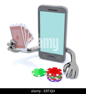 smart phone with arms and legs play soccer, 3d illustration Stock Photo ...