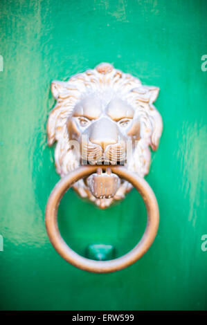 Old door with brass handle, selective focus Stock Photo - Alamy