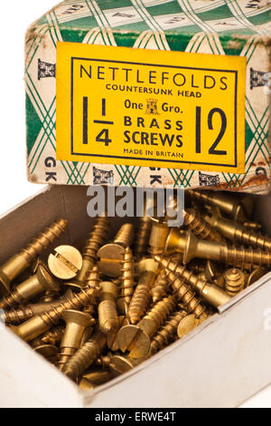 Vintage box of Nettlefolds brass screws with countersunk heads Stock ...