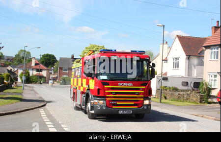 Derbyshire Fire and Rescue service vehicle, with open side displaying ...