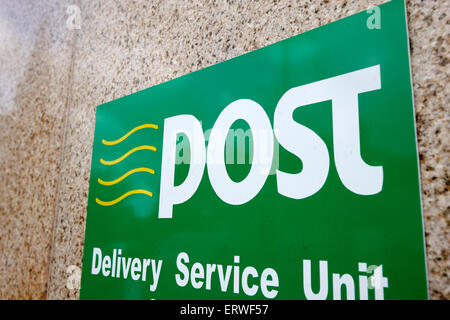 green an post irish postal service delivery van in small rural town of ...