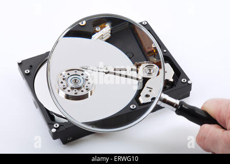 Hard Disk Drive with a Magnifying Glass Scanning Stock Photo - Alamy