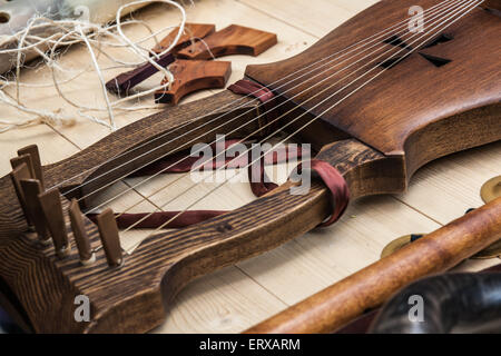 Ancient Greek musical instrument. Lyre. Engraving. 19th century Stock ...