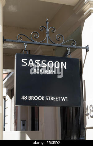 hanging sign for the sassoon academy, mayfair, london, england Stock ...