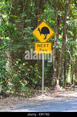 Cassowary road warning sign in Asutralia Stock Photo - Alamy