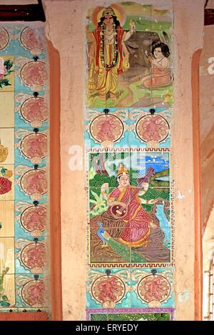 God and Goddess wall painting tiles, pakka mahal, varanasi, uttar ...