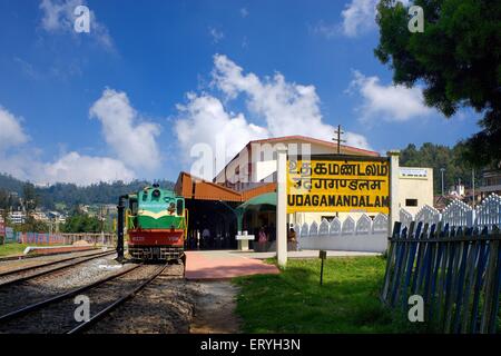 India, Tamil Nadu, Coonor Station, old Nilgiri Mountain Railway steam ...