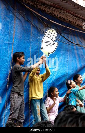 hand symbol of Indian National Congress political party ; india ; asia ...