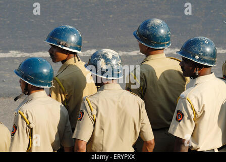 Police wearing helmets for security , Bombay , Mumbai , Maharashtra ...