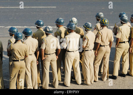 Police wearing helmets for security , Bombay , Mumbai , Maharashtra ...