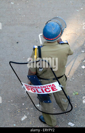 Police wearing helmets for security , Bombay , Mumbai , Maharashtra ...