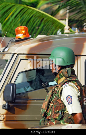 Police constable of anti terrorist squad ats at patrolling vehicle ...
