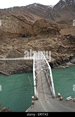 Truss Bridge on Indus river connecting Leh Kargil road ; Ladakh ; Jammu ...