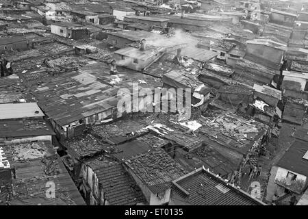 aerial view of dharavi slum ; Bombay Mumbai ; Maharashtra ; India Stock ...