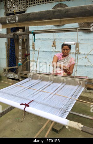 Woman weaving on handloom at handicraft exhibition , Aizawl , Mizoram , India , Asia Stock Photo ...
