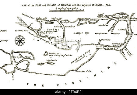 Bombay Map, map of the Port and Island of Bombay with the adjacent ...