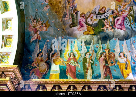 Murals ; St. Anthony's church built in 18th century ; Ollur ; Kerala ...