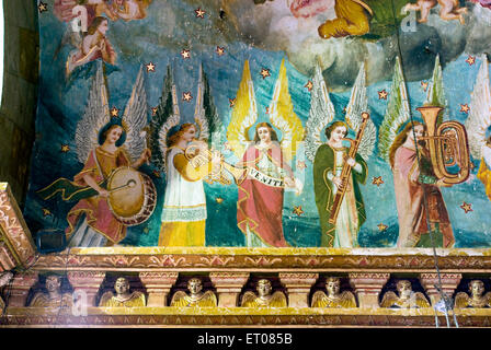 Murals ; St. Anthony's church built in 18th century ; Ollur ; Kerala ...