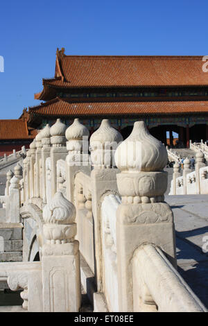 Inner area with bridges "Forbidden City" in Beijing. China Stock Photo ...