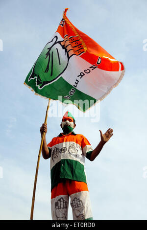 Indian flag of India painted on face and Congress party flag India MR ...