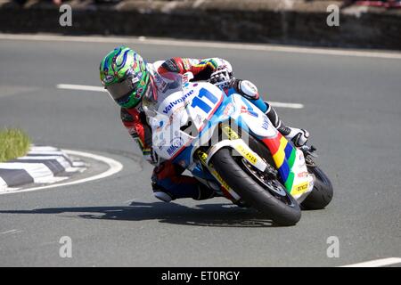 Douglas, Isle of Man. 10th June, 2015. Steve Mercer in action during ...
