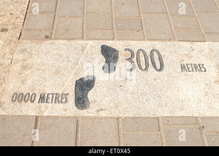 300 Meters, Granite distance strip marker at Nariman Point, Churchgate ...