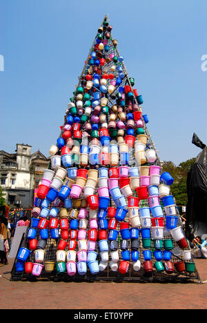 Plastic buckets at Kala Ghoda art festival 2009, Bombay Mumbai ...