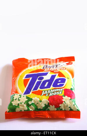 Detergent powder tide packet on white background Stock Photo - Alamy