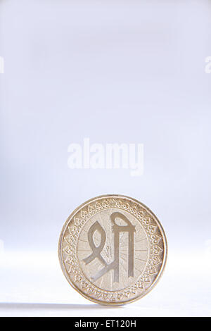 Silver coin with auspicious Shri , Shree , Sri , Sree , symbol , India ...