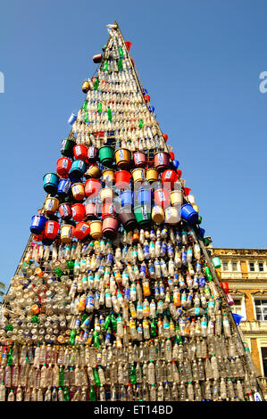 plastic buckets pyramid sculpture, Kalaghoda festival, Kala Ghoda ...