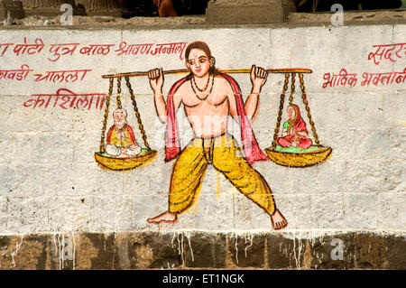 Shravan kumar carrying his parents wall painting ramayana story India ...