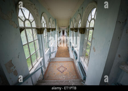 unerenovated covered passage between two buildings in Tskaltubo Spa ...