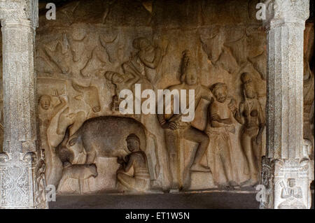 Carving at Krishna Mandapam Mahabalipuram Tamilnadu India Asia Stock ...
