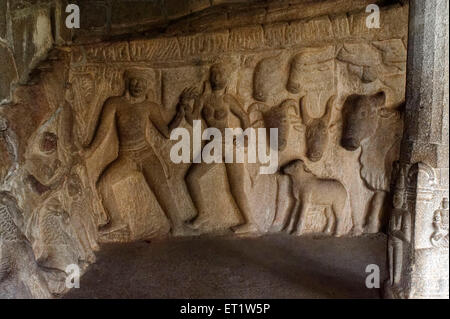 Carving at Krishna Mandapam in Mahabalipuram at Tamilnadu India Asia ...