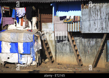 Slum in behrampada at anant kanekar marg ; Bandra ; Bombay Mumbai ...