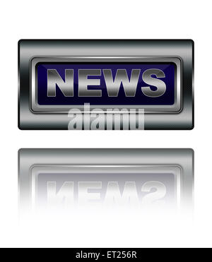 News icon. Metallic internet button on black background Stock Photo - Alamy