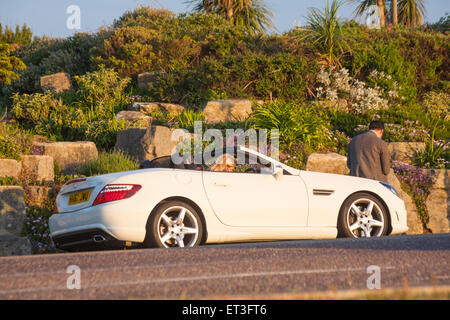 Car, woman and car, woman driving, Mercedes-convertible, headscarf ...
