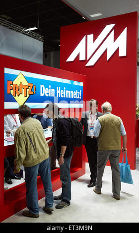 Berlin, Germany, booth of Berlin's telecommunications company AVM Stock ...